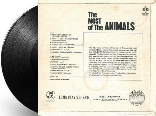 THE ANIMALS The Most Of The Animals Vinyl Record LP Columbia 1969